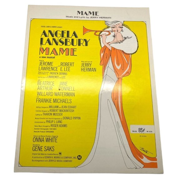 Office | Mame Musical Vintage Piano Sheet Music Angela Lansbury 1966 ...
